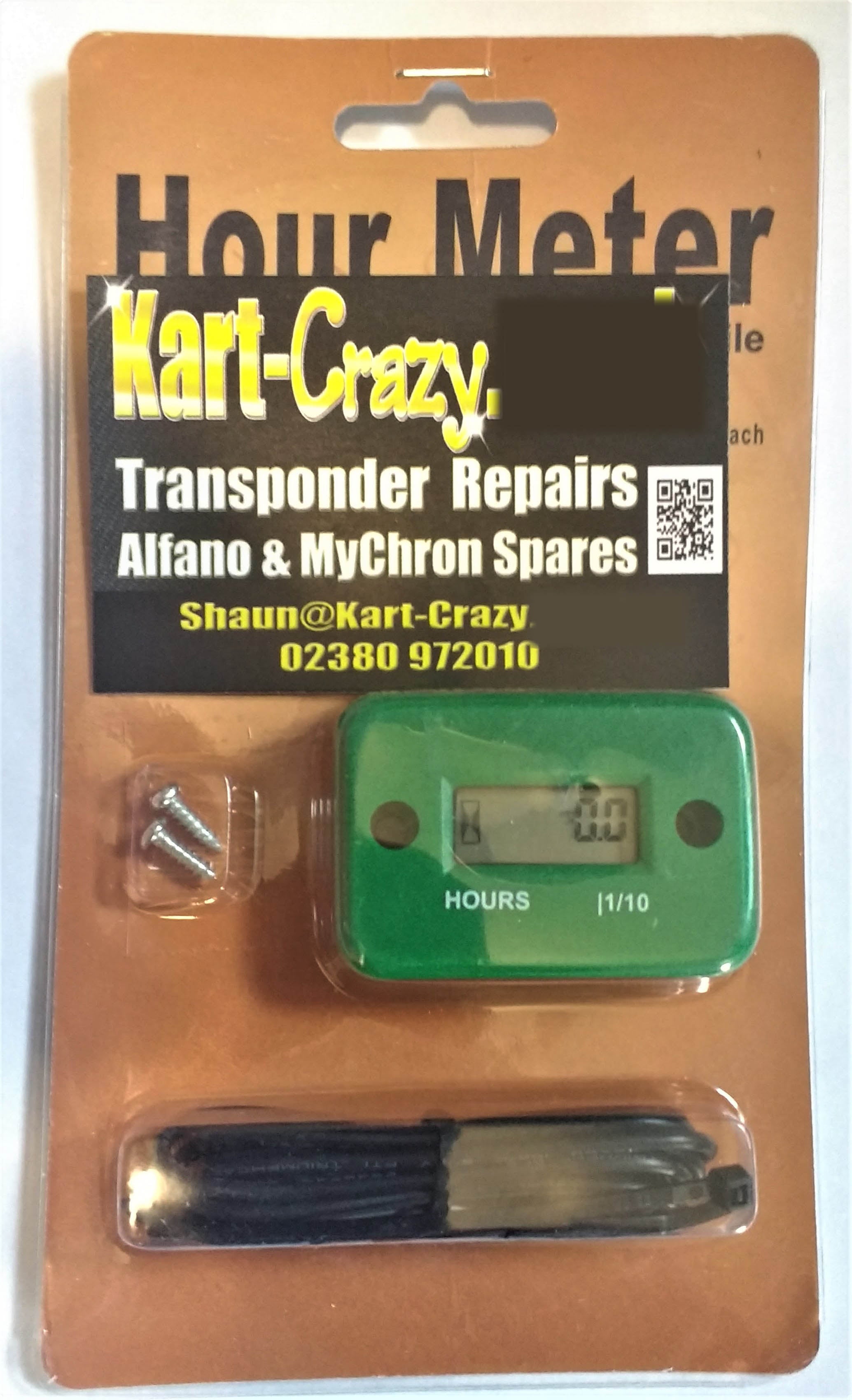 Kart Engine Hour Run Timer Meter - Green Kart Rotax Honda X30 MX Motoc ...